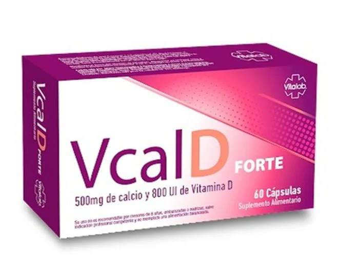 Vitalab VcalD Forte 500 mg + 800 UI x 60 Cápsulas - Calcio + Vitamina D ...